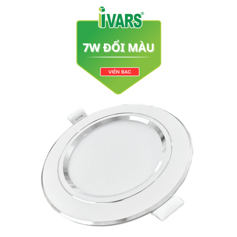 Đèn LED Downlight Viền Bạc Đổi Màu IVARS – 7W - Ivars Lighting